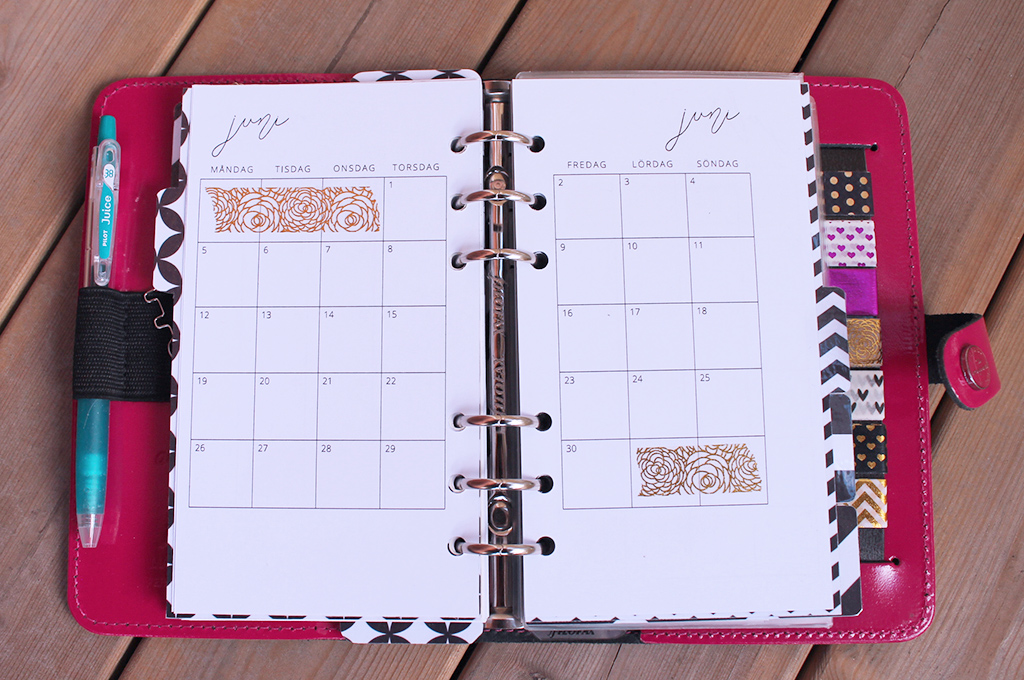 Månadskalender i Filofaxen – midnight chai